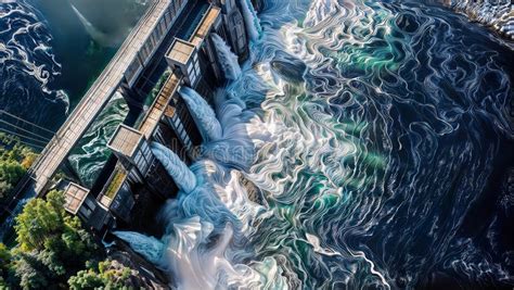 Captivating Aerial View Of Dam With Turbulent Water Flow Patterns