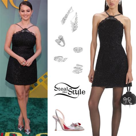 Selena Gomez Black Mini Dress Crystal Pumps Fashnfly