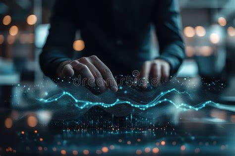 A Person Interacting With A Digital Interface Displaying Data Visualizations Stock Illustration