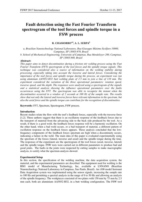 Pdf Fault Detection Using The Fast Fourier Transform Spectrogram Of