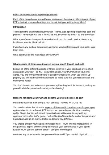 Gcse Pe Pep Help Teaching Resources