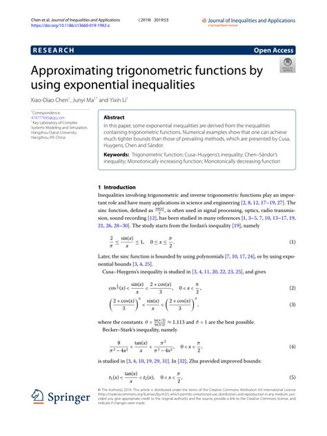 Pdf Approximating Trigonometric Functions By Using Exponential