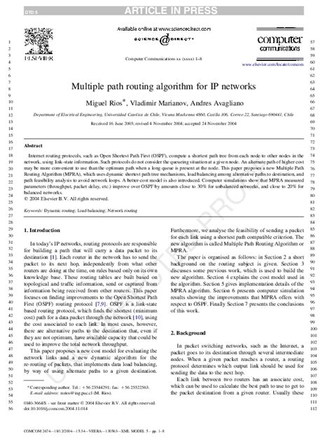 Pdf Multiple Path Routing Algorithm For Ip Networks