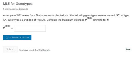 Solved MLE For Genotypes 1 Point Possible Graded A Sample Chegg