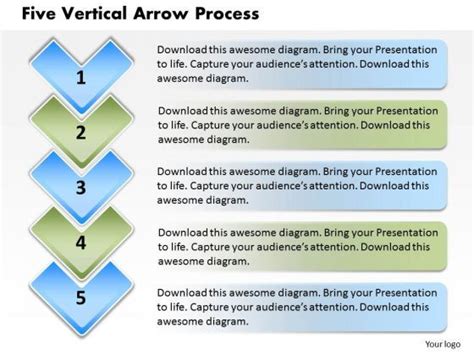 Five Vertical Arrow Process Powerpoint Presentation Template