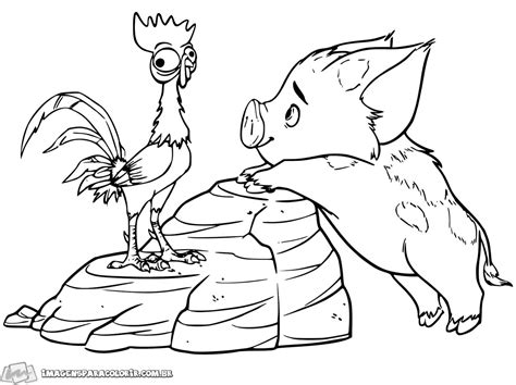 Moana Pua E Heihei Imagens Para Colorir