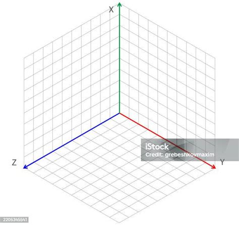 Isometric 3d Coordinate Grid With Labeled Axes Stock Illustration Download Image Now