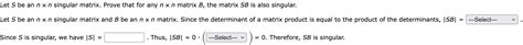 solved let s be an n×n singular matrix prove that for any