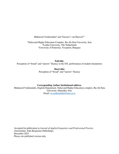 pdf perception of “broad” and “narrow” fluency in the efl performance