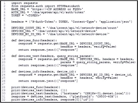 Refer To The Exhibit An Engineer Prepares A Script To Automate Work Flow By Using Cisco Dna