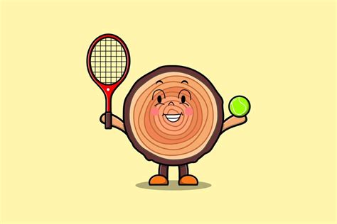 평평한 만화 스타일의 삽화로 테니스장을 치는 귀여운 만화 리치 캐릭터 프리미엄 벡터