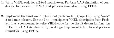 1 Write Vhdl Code For A 2 To 1 Multiplexer Perform