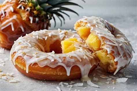 Donuts With A Coconut Pineapple Glaze Premium Ai Generated Image