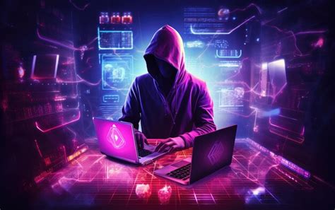 premium ai image a hacker types a digital code on a laptop keyboard
