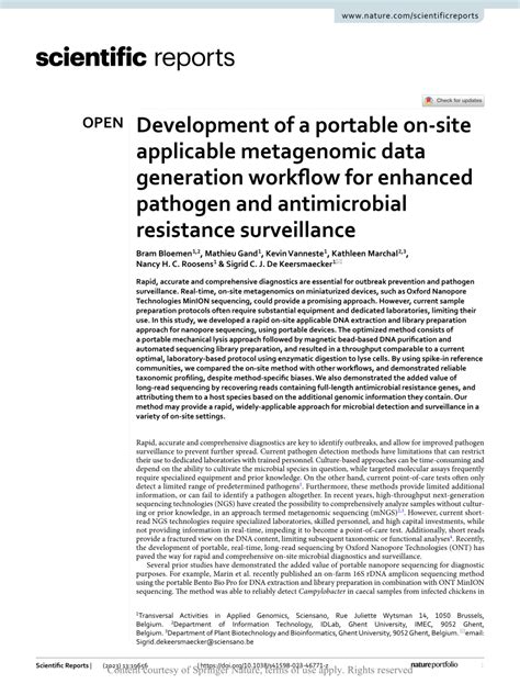 Pdf Development Of A Portable On Site Applicable Metagenomic Data