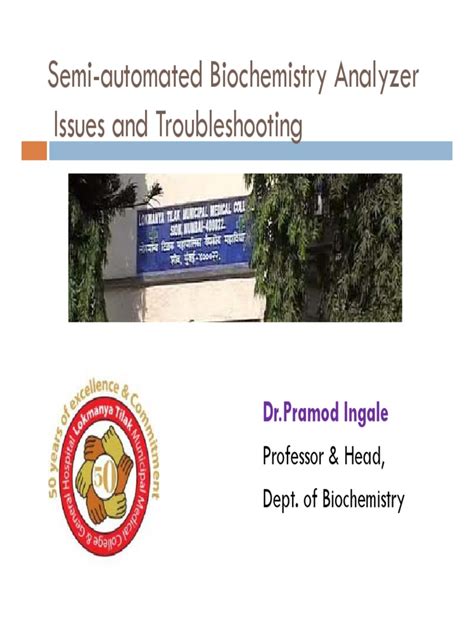 Semi Automated Biochemistry Analyzer I D T Blhti Issues And