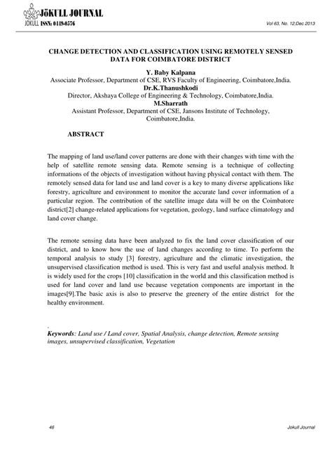PDF Segmentation And Classification Of Land Use Land Cover Change Detection Using Remotely