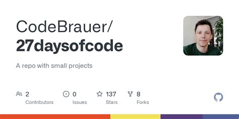 GitHub CodeBrauer Daysofcode A Repo With Small Projects
