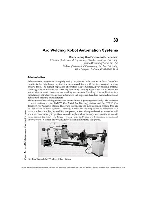 Pdf Arc Welding Robot Automation Systems