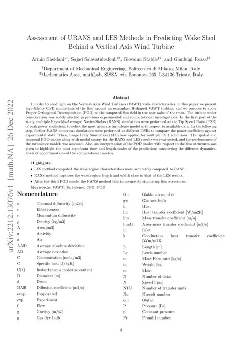 pdf assessment of urans and les methods in predicting wake shed
