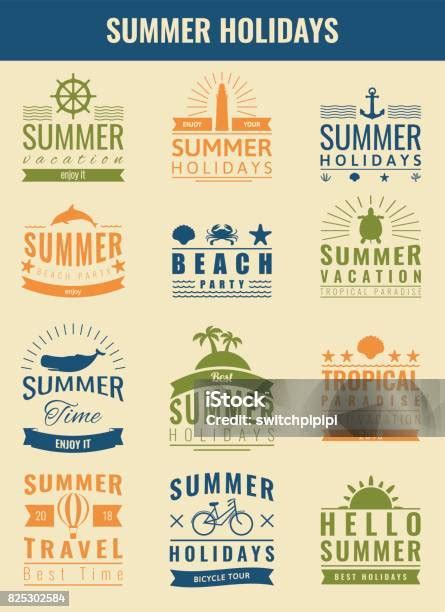 여름 레이블 기호 태그 및 요소 여름 휴가 여행 해변 파티 휴가 대 한 설정 벡터 고래에 대한 스톡 벡터 아트 및 기타 이미지 Istock