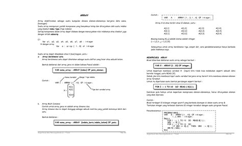 C08 Array 1 Algoritma Dan Pemrograman 2 Array Array Didefinisikan Sebagai Suatu Kumpulan