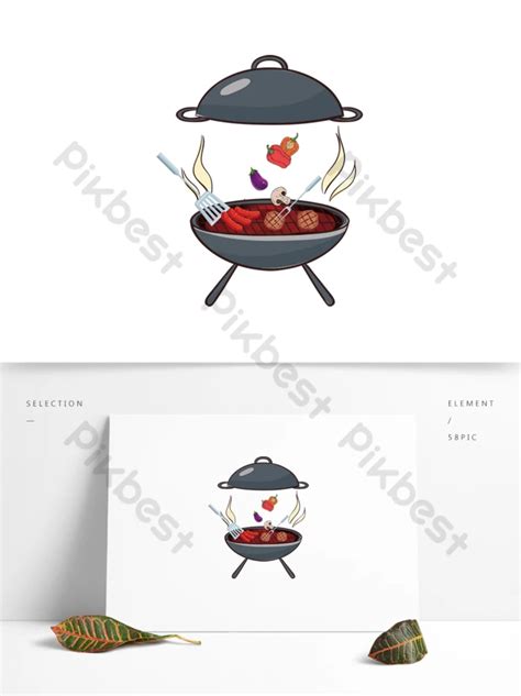 벡터 손으로 그린 바베큐 그릴 플레이트 일러스트 Png Ai 무료 다운로드 Pikbest