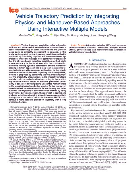 Pdf Vehicle Trajectory Prediction By Integrating Physics And Maneuver Based Approaches Using