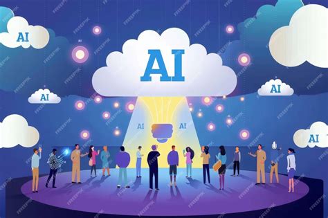 Ai Cloud Computing Concept With Digital Icons And People Interacting