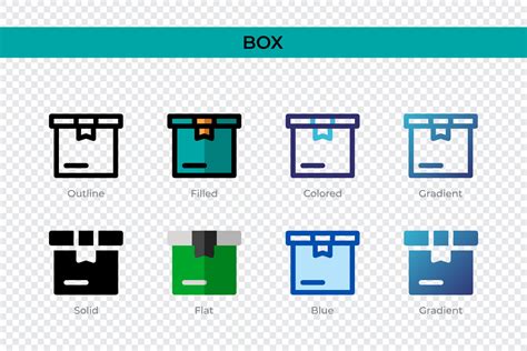 Box Icon In Different Style Box Vector Icons Designed In Outline Solid Colored Filled