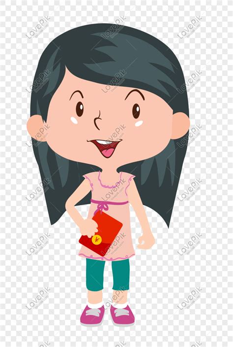 빨간 봉투 그림을 들고 어린 소녀 Png 일러스트 무료 다운로드 Lovepik