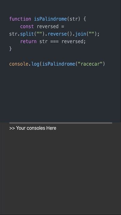 Check String Palindrome In Javascript Coding Javascript Programming Interview Youtube