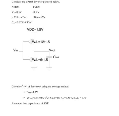 Solved Consider The CMOS Inverter Pictured Below Chegg Com