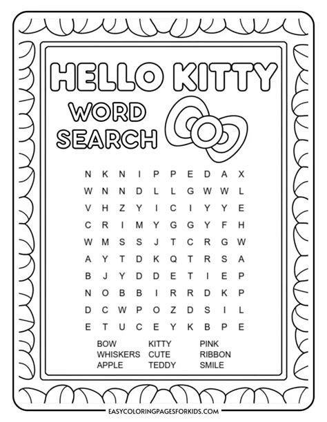 Free Printable Hello Kitty Word Search 2 Free Pdf Pages Easy