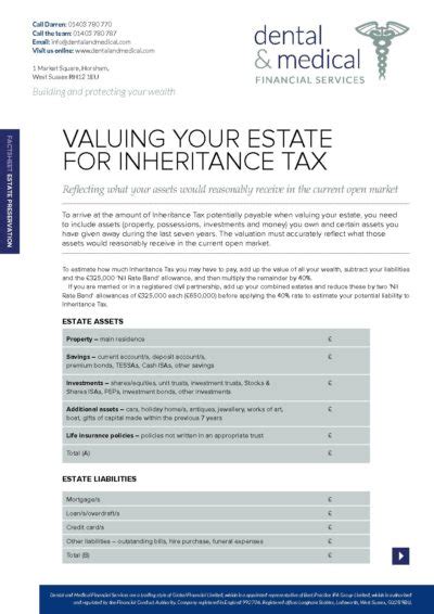 Valuing Your Estate For Inheritance Tax Dental And Medical