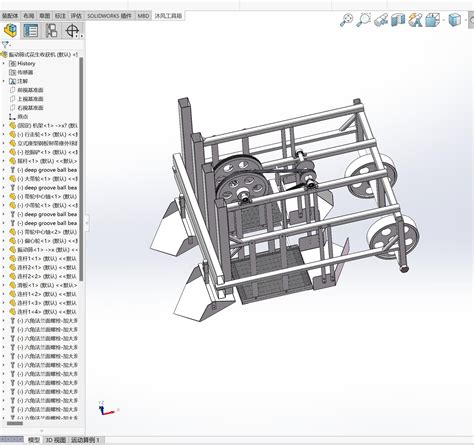 振动筛式花生收获机的设计含三维SW模型 CAD图纸 说明 SOLIDWORKS 2021 模型图纸下载 懒石网