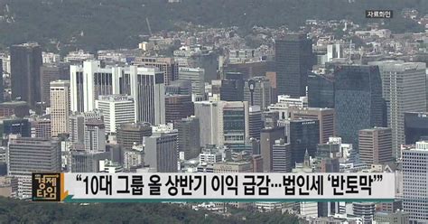 10대 그룹 올 상반기 이익 급감법인세 반토막