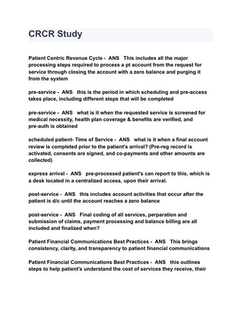 CRCR Study QUESTIONS ANSWERS 2023 A GRADED 100 VERIFIED CRCR Stuvia US