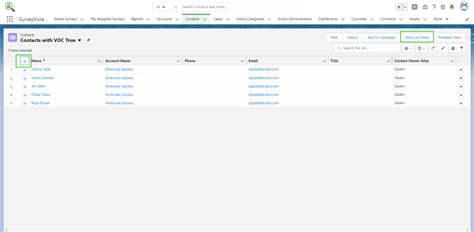 Send Survey Using Salesforce Mass List Email Surveyvista