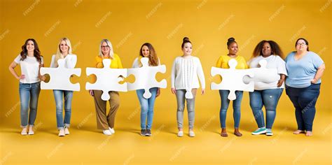 Flat Plus Size Model Puzzle Border Frame With Unity Text Concept As A