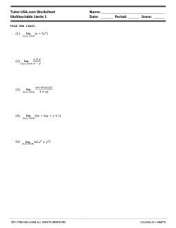 Worksheet Multivariable Limits Calculus Printable Worksheets Library