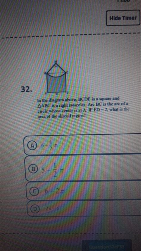 hide timer in the diagram above bcde is a square and aabc is a right iso