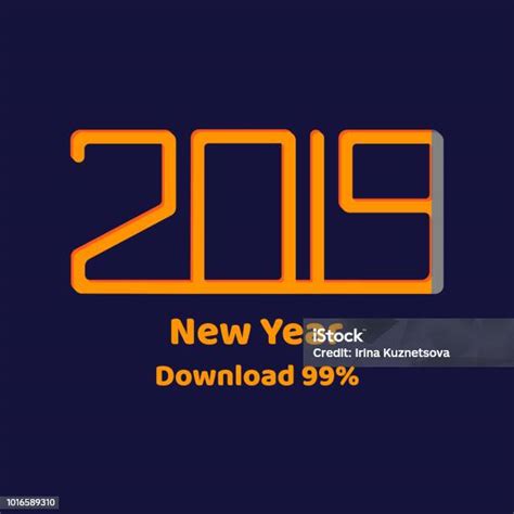 벡터 일러스트 레이 션 다운로드 새 해 2019입니다 오렌지 플랫 텍스트와 숫자입니다 0명에 대한 스톡 벡터 아트 및 기타 이미지 Istock