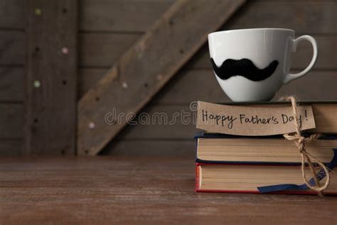 Coffee Cup With Mustache On Stack Of Books At Table Stock Image Image Of Absence Creativity
