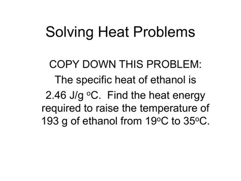 Solving Heat Problems Worksheet Examples