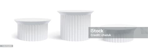 흰색 연단 스탠드 밝은 회색 배경에 분리된 3d 원통형 받침대 디스플레이 벡터 미적 기둥 플랫폼 기둥 디스플레이 클래식 제품 0명에 대한 스톡 벡터 아트 및 기타 이미지