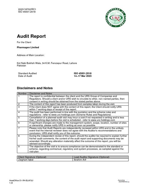 Client Report 45 Annex Sl Cfkkqm Pdf Audit