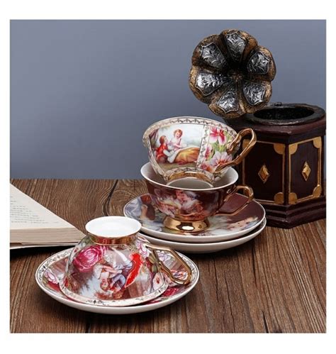 명화 북유럽 본차이나 커피잔 세트 4인 수입 명품 찻잔 티몬
