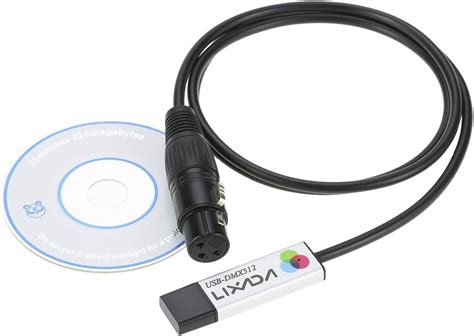 Lixada USB To DMX Interface Adapter Controller DMX512 For PC Stage Lighting Controller Dimmer