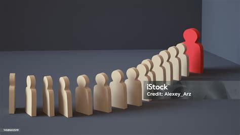 나무 남자들이 벽 모퉁이에 줄지어 서 있었다 막 다른 골목 소망 3d 렌더링 가축떼에 대한 스톡 사진 및 기타 이미지 가축떼 개념 개념과 주제 Istock